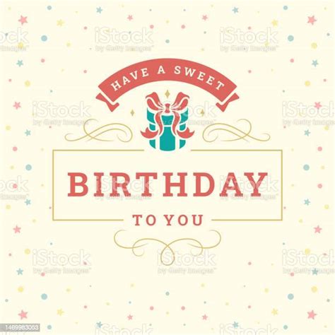 생일 축 하 선물 상자 선물 인사말 빈티지 소셜 미디어 게시물 템플릿 벡터 평면 그림 고객 참여에 대한 스톡 벡터 아트 및 기타 이미지 고객 참여 고풍스런 공휴일