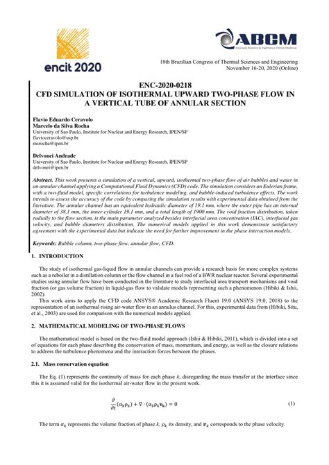 pdf cfd simulation of isothermal upward two phase flow in a vertical