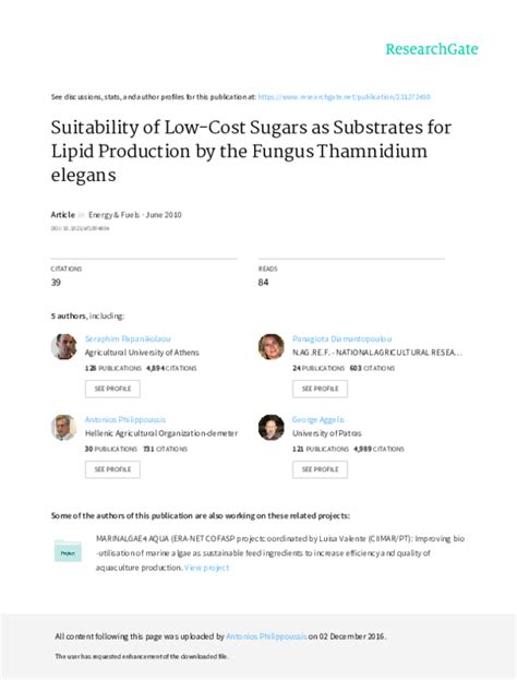 Pdf Suitability Of Low Cost Sugars As Substrates For Lipid Production