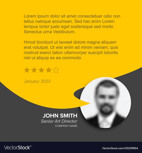 Client Dark User Testimonial Review Layout Vector Image