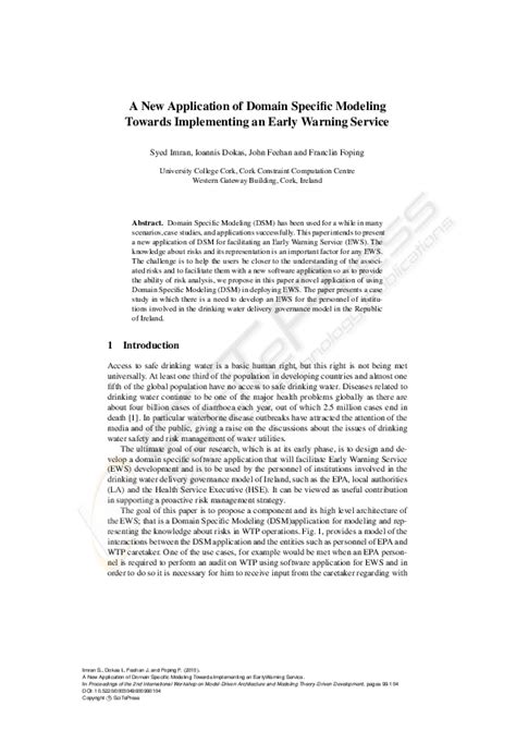 pdf a new application of domain specific modeling towards