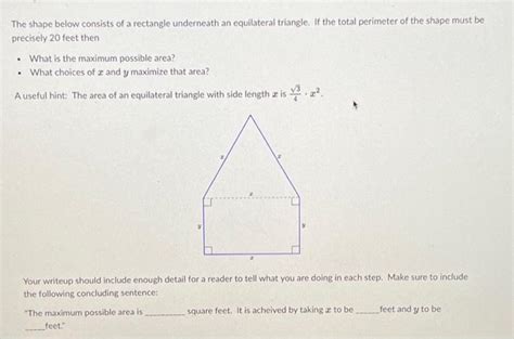Solved The Shape Below Consists Of A Rectangle Underneath An Chegg