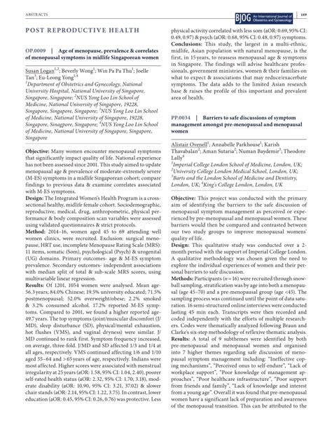 Pdf Age Of Menopause Prevalence And Correlates Of Menopausal Symptoms