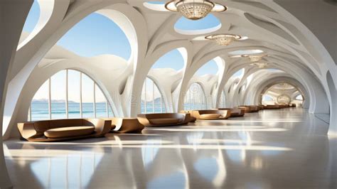 Modern Minimalist Luxury Home With Curved White Architecture Generativeai Stock Image Image Of