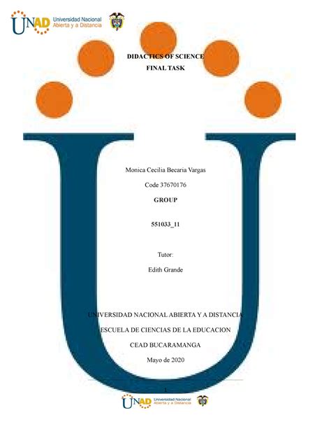 Didactics Of Science Final Evaluation Didactics Of Science Final Task