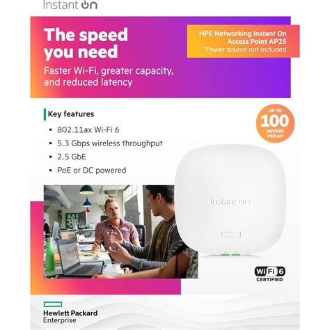 Aruba Instant On AP X WiFi Indoor Access Point Power Source For Small Growing Businesses