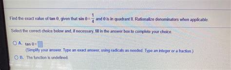 Solved Find The Exact Value Of The Following Trignometric