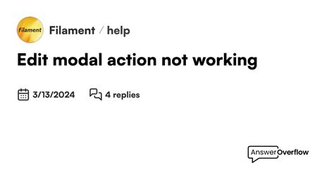Edit Modal Action Not Working Filament