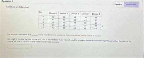 Solved Construct an X Bar chart the standard deviation σ is Chegg