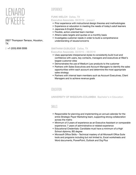Executive Associate Resume Samples Velvet Jobs