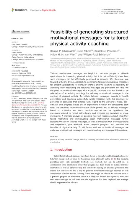 Pdf Feasibility Of Generating Structured Motivational Messages For Tailored Physical Activity