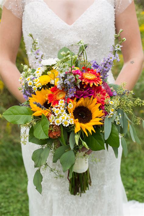 Bright Wildflower Bridal Bouquet Simple Wedding Bouquet Ideas Rustic