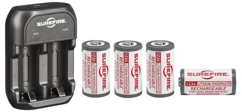 Surefire Flashlight Pack 123a 4 Rechargeable Batteries And Charger