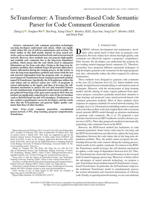 Setransformer A Transformer Based Code Semantic Parser For Code Comment