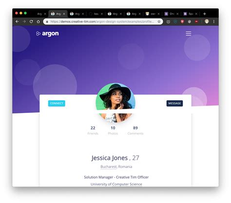 Profile Page Narrow Width Screen Bug · Issue 42 · Creativetimofficialargon Design System · Github