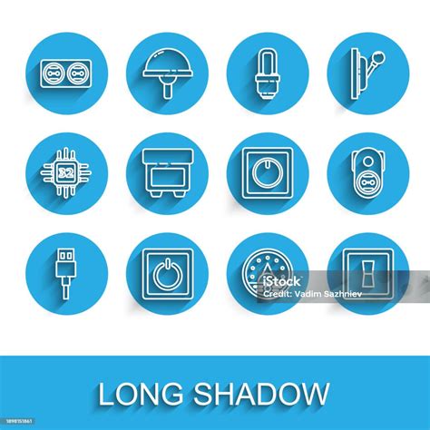 회선 Usb 케이블 코드 전등 스위치 전기 콘센트 Ampere 미터 멀티미터 전압계 퓨즈 및 아이콘을 설정합니다 벡터 0명에 대한 스톡 벡터 아트 및 기타 이미지 Istock