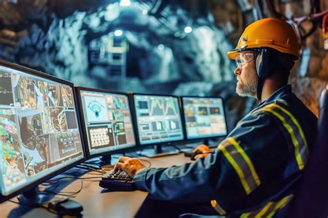 Premium Photo Digital Control Center In Mine Overseeing Realtime Data For Optimized Operations