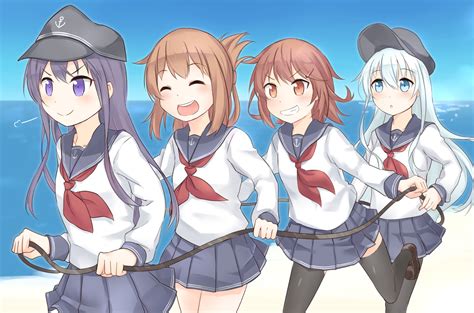 Hibiki Inazuma Ikazuchi And Akatsuki Kantai Collection Drawn By Ido Teketeke Danbooru