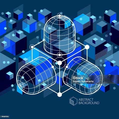 밝은 블록 및 큐브 추세 아이소메트릭 기하학적 패턴 블루 블랙 배경 기술 계획 웹 디자인 및 배경 화면이 나 배경으로 사용할 수 있습니다 디자인 프로젝트를 위한 완벽 한