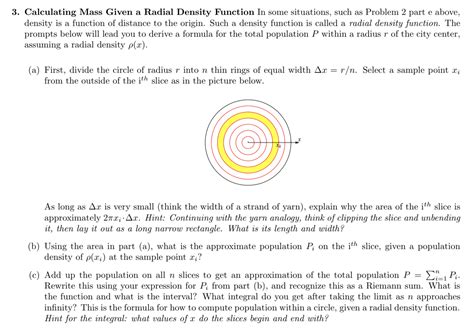 Solved 3 Calculating Mass Given A Radial Density Function Chegg Com