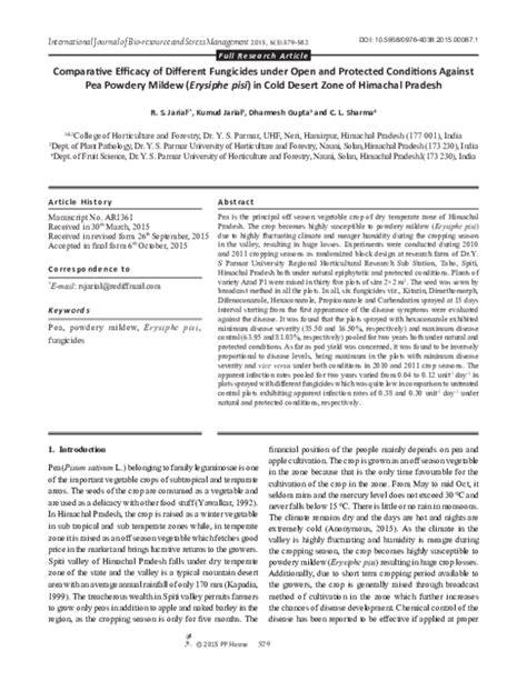 Pdf Comparative Efficacy Of Different Fungicides Under Open And Protected Conditions Against