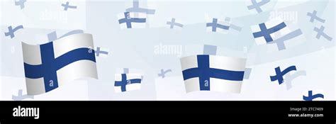 Finland Flag Themed Abstract Design On A Banner Abstract Background
