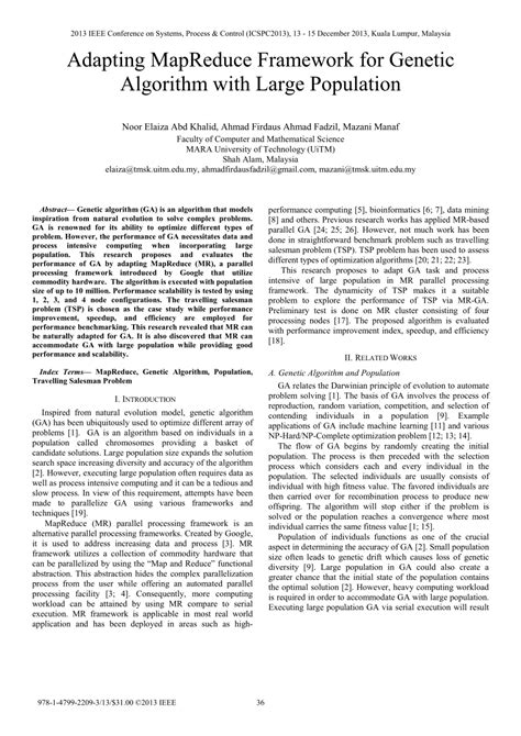 pdf adapting mapreduce framework for genetic algorithm with large population