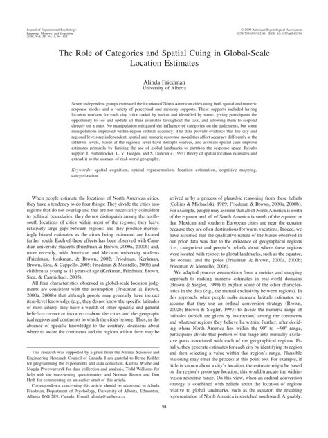 Pdf The Role Of Categories And Spatial Cuing In Global Scale Location