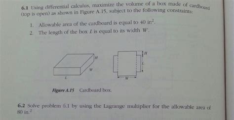 Solved Using Differential Calculus Maximize The Volume Of A