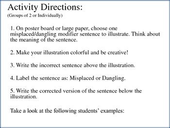 Dangling And Misplaced Modifiers Writing Activities TPT