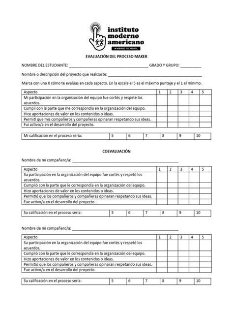 Evaluación Del Proceso Maker Pdf
