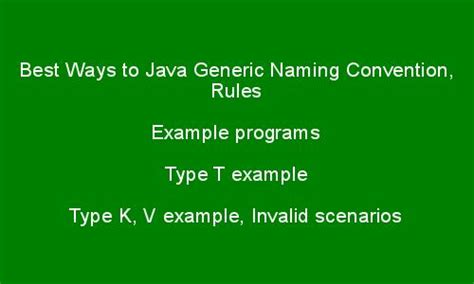 Best Ways To Java Generic Naming Convention Rules Examples