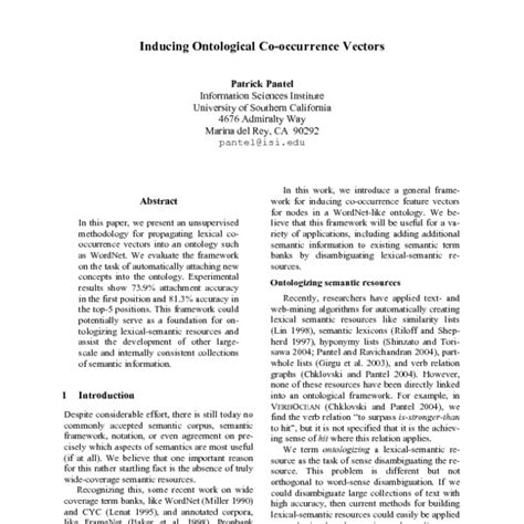 Inducing Ontological Co Occurrence Vectors Acl Anthology