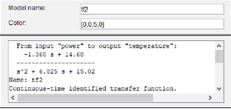 Transfer Function After Laboratory Data Entered Via Identification