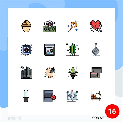 User Interface Pack Of 16 Basic Flat Color Filled Lines Of Antivirus