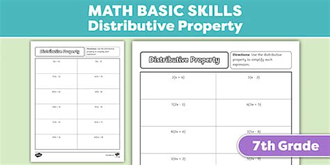 Math Basic Skills Distributive Property Practice Worksheet Math Basic Skills Distributive Property Practice Worksheet
