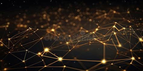 Glowing Golden Network Connections On A Dark Background Representing The Concept Of Digital