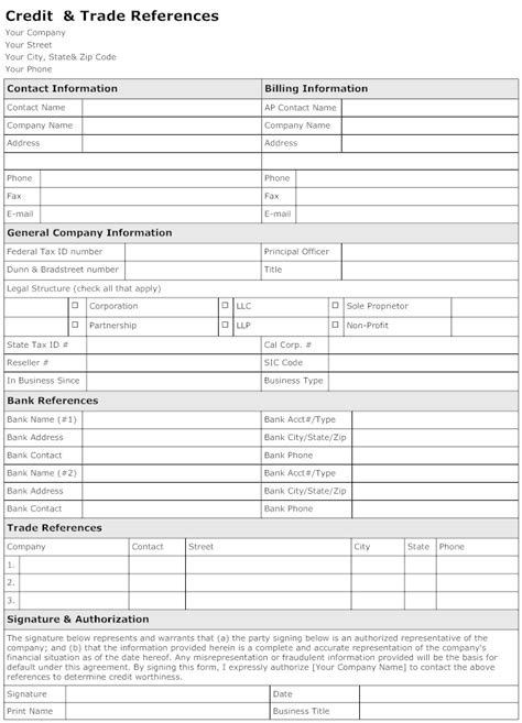 Trade Reference Templates Word Excel Samples