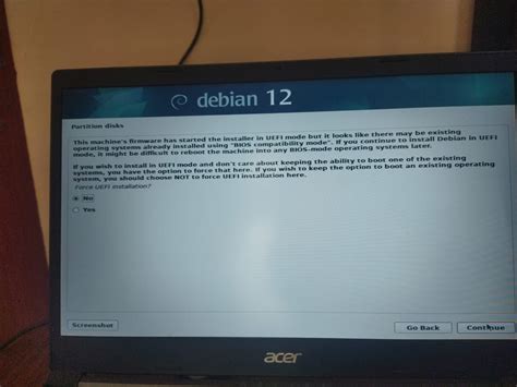 Problem While Installing Debian On My Acer Aspire 7 Rdebian