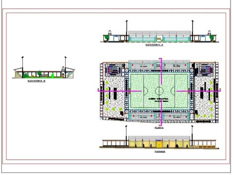 Sports Platform With Synthetic Grass Autocad In Autocad Cad Library