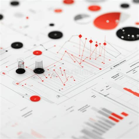 Futuristic Data Visualization With Graphs And Charts In Red And Black