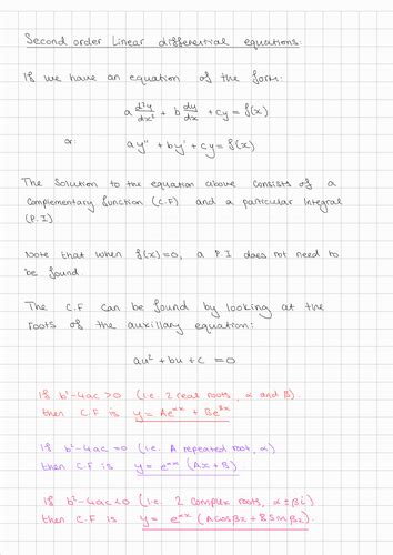 Second Order Linear Differential Equations Teaching Resources