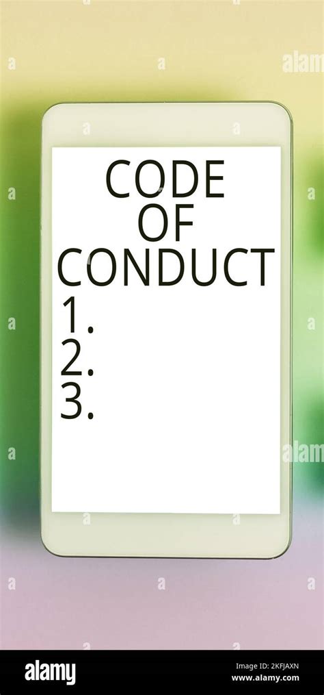 Text Caption Presenting Code Of Conduct Word Written On Ethics Rules