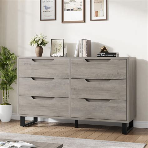 Dresser For Bedroom With 6 Storage Drawers Dressers Chest Of Drawers