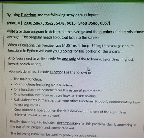 Solved By Using Functions And The Following Array Data As Chegg