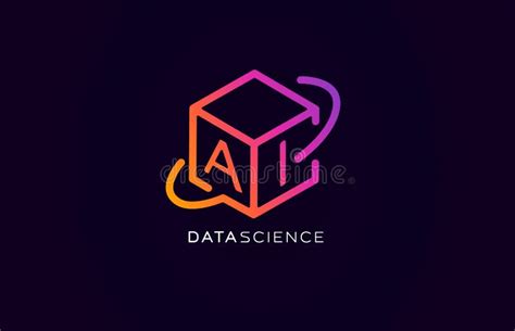 Lines 3d Cube Data Science Ai Logo In Futuristic Neon Style For Tech Branding Machine Learning