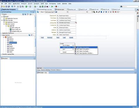 create list of values lov in oracle adf