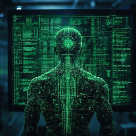 A Digital Representation Of A Human With A Luminous Enhanced Spine Interface Symbolizing