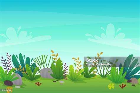 공원이나 숲나무와 덤불의 녹색 잔디 초원 숲 자연의 자연 잔디 생태 평화 벡터 일러스트 가을에 대한 스톡 벡터 아트 및 기타 이미지 가을 나무 녹색 Istock