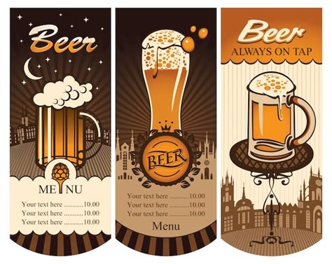 Banner With Set Of Price Lists For Beer Pub Premium Vector